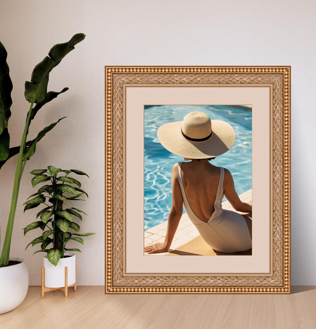 1950s Poolside Woman Printable | Retro Summer Wall Art Vintage ...