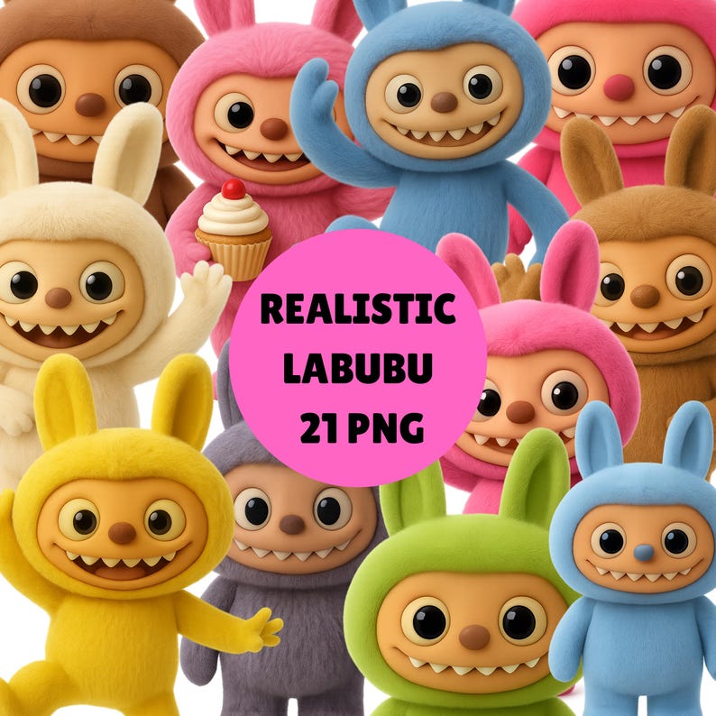 Realistic Labubu PNG Bundle | 21 Cute Characters | Transparent ...