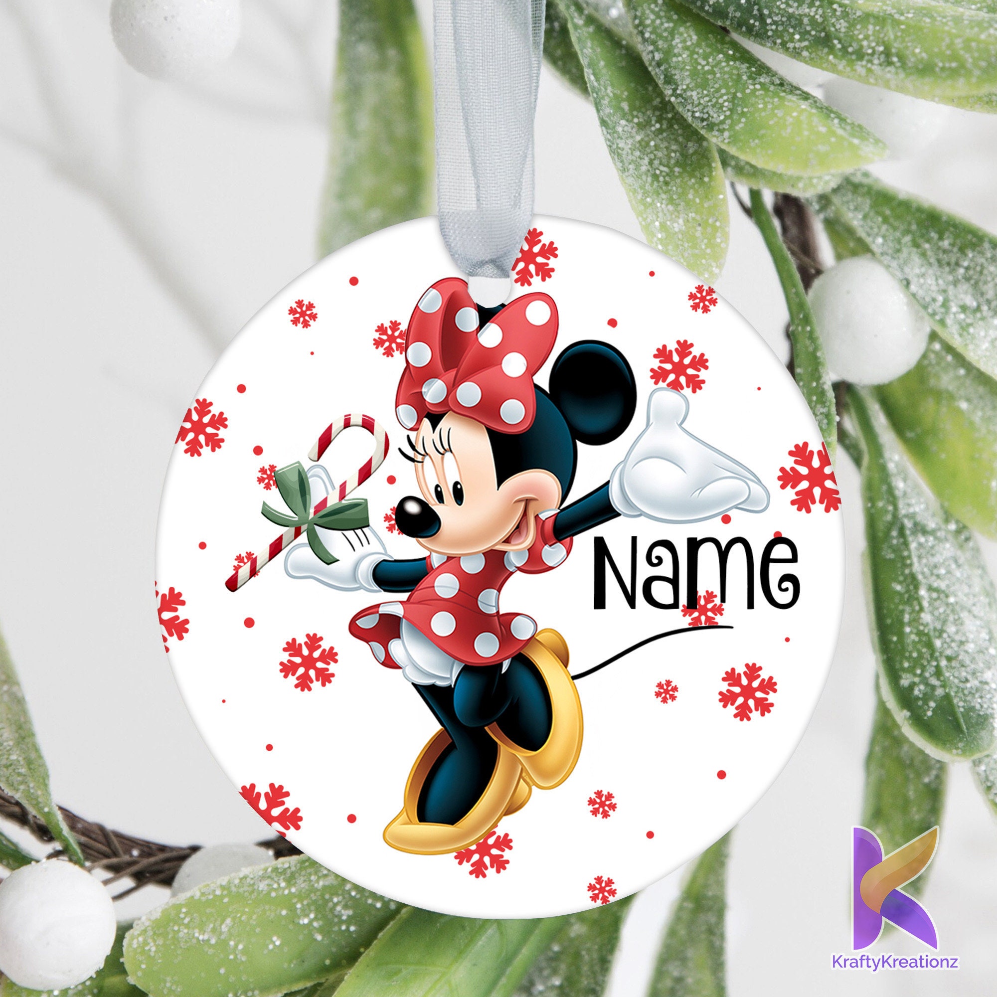 Personalized Minnie Mouse Ornament, Minnie Mouse Customized Ornament ...