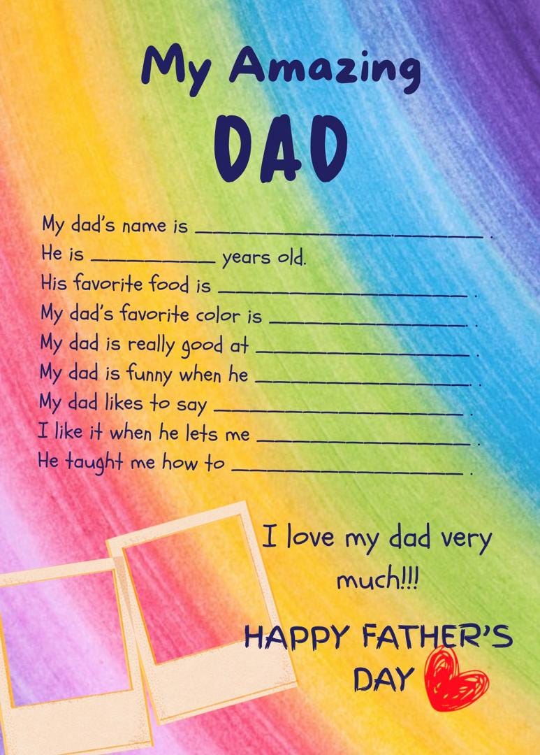 Father's Day Card Template – Printable & Editable | Instant Download - Etsy