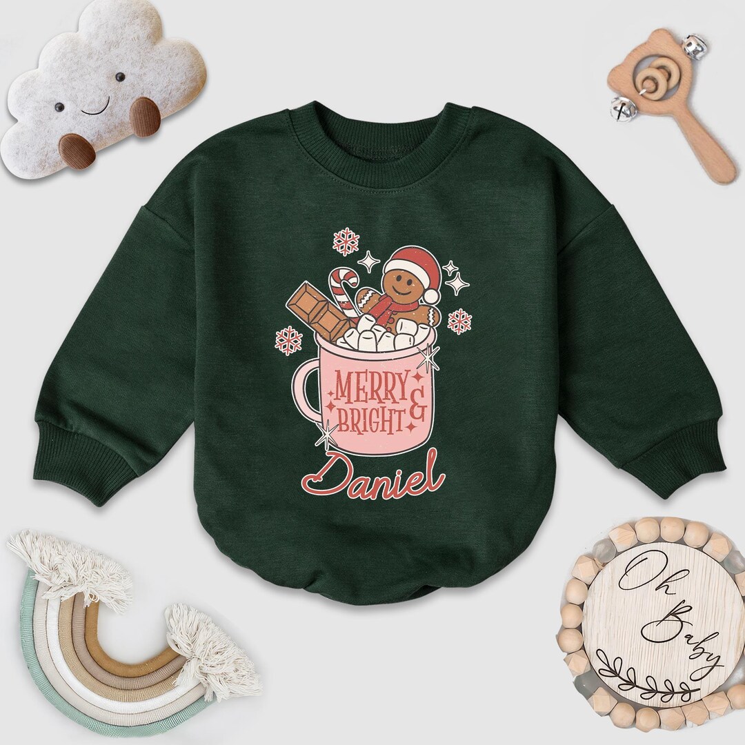 Personalized Hot Cocoa and Christmas Movies Baby Romper, Cute Holiday ...
