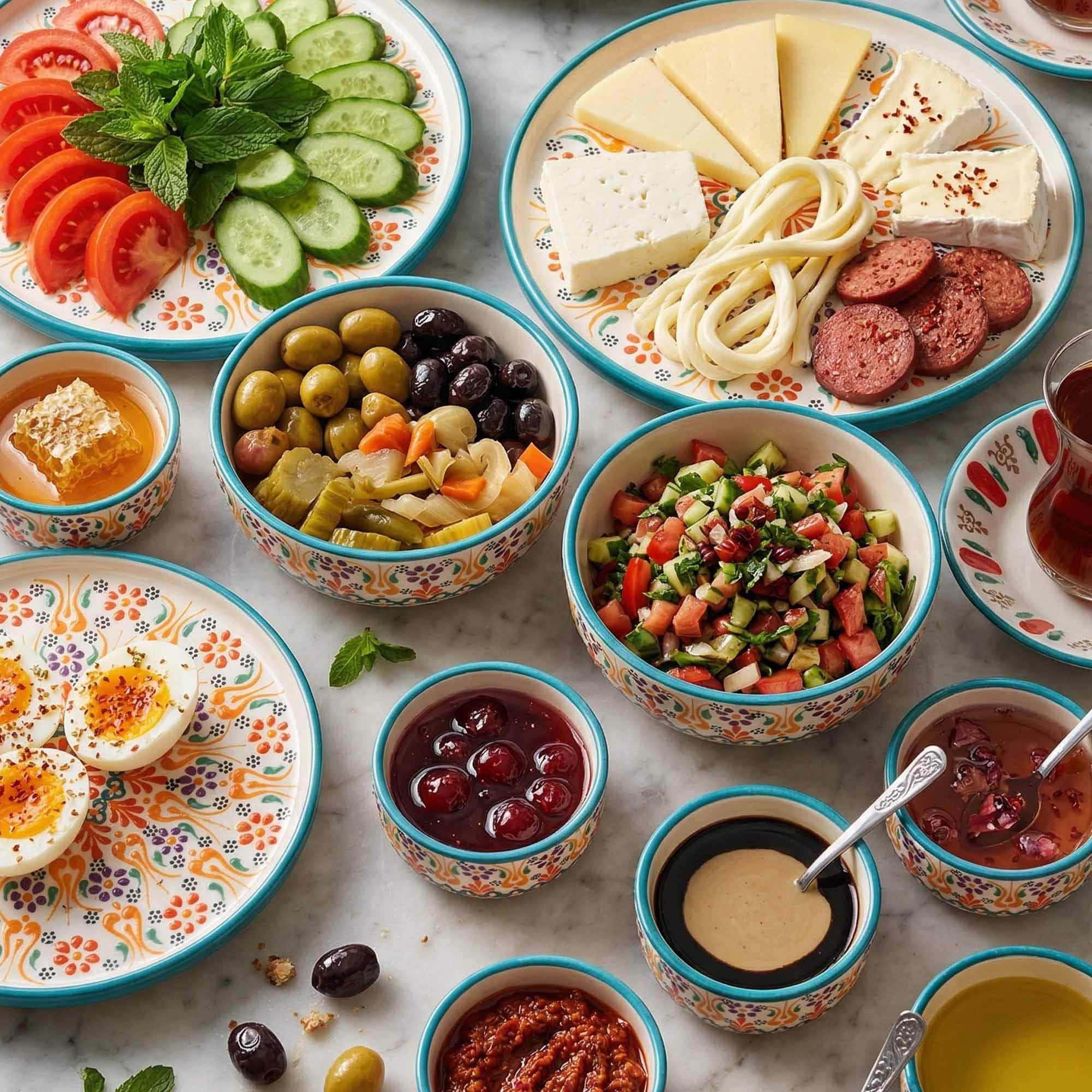 Turkish Ceramic Dinnerware Set, Colorful Mediterranean Plate Bowl Set ...