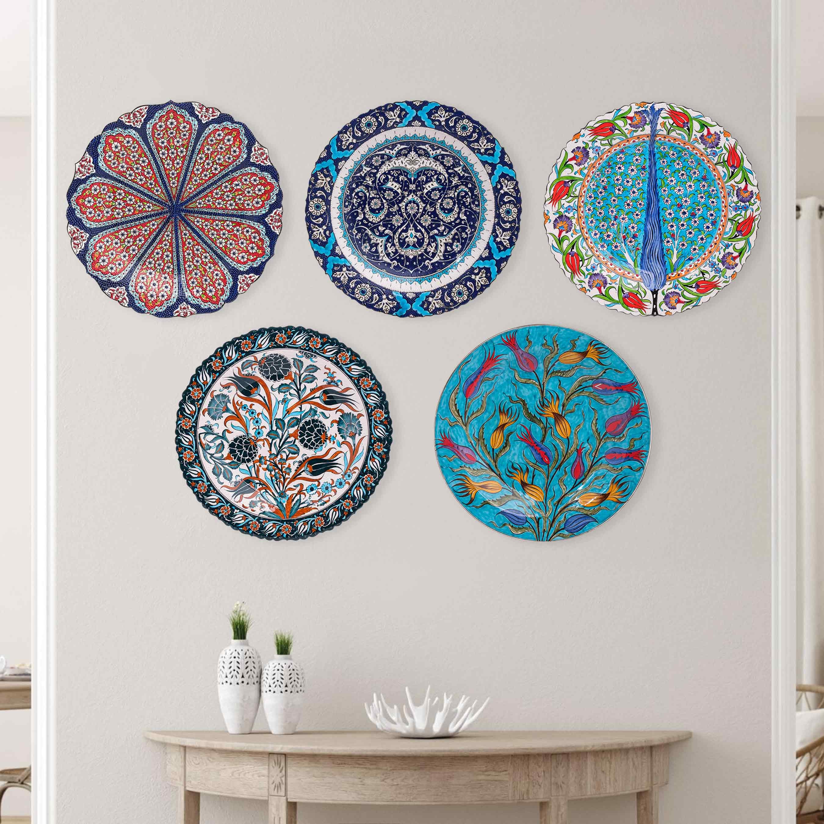 Florals Theme Decorative Plate, Ceramic Floral Wall Plate, Handcrafted ...