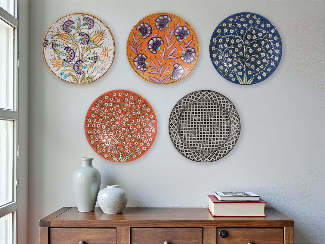 Ceramic Decorative Plate, Ceramic Plate Hanging Decor, Floral Wall ...