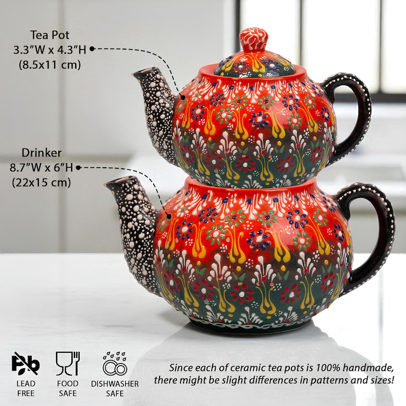 Ceramic Turkish Teapot, Handmade Teapot With Lids, Turkish Tea Pots Set ...