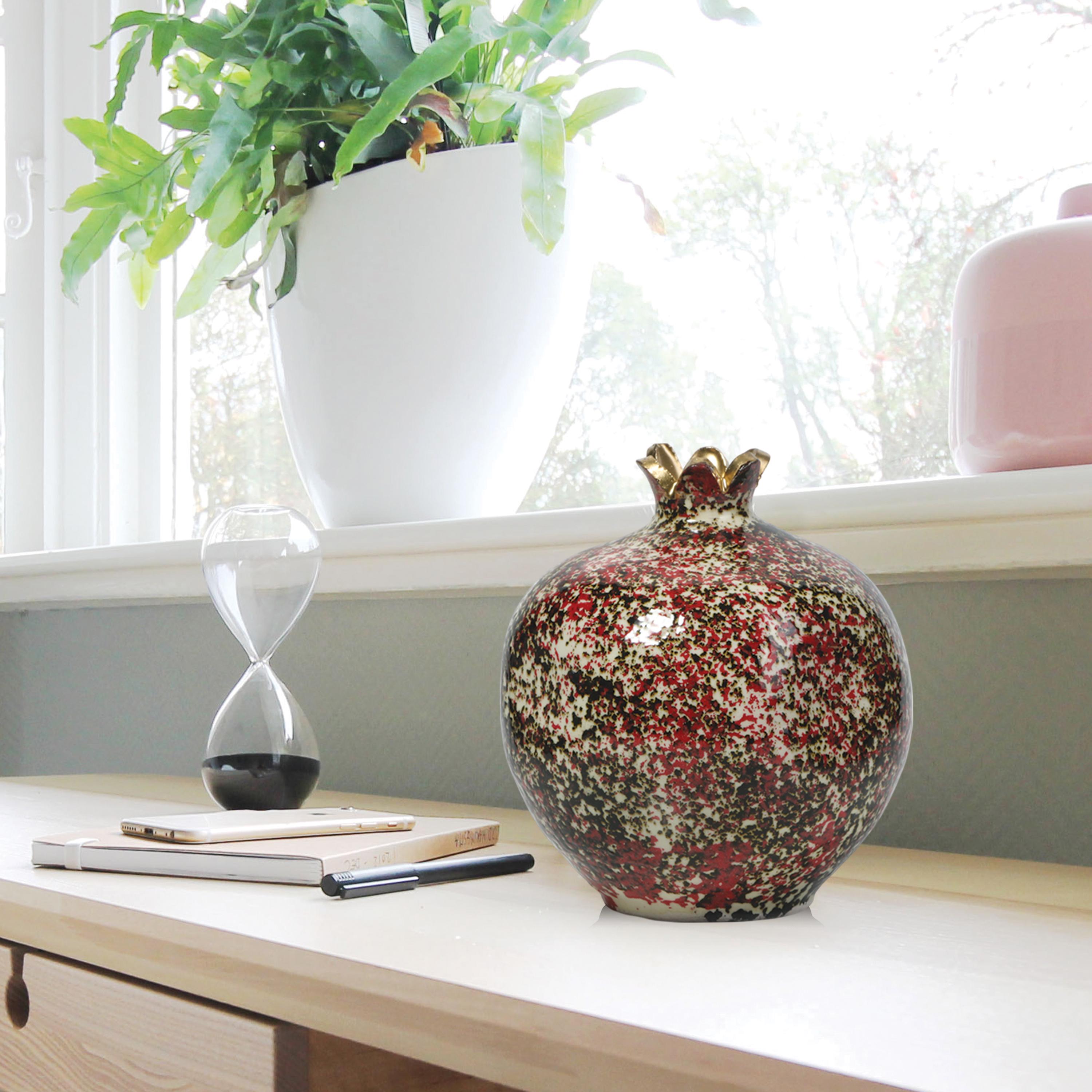 Pomegranate Vase, Red Granite Splatter Vase, Handmade Ceramic Tabletop ...