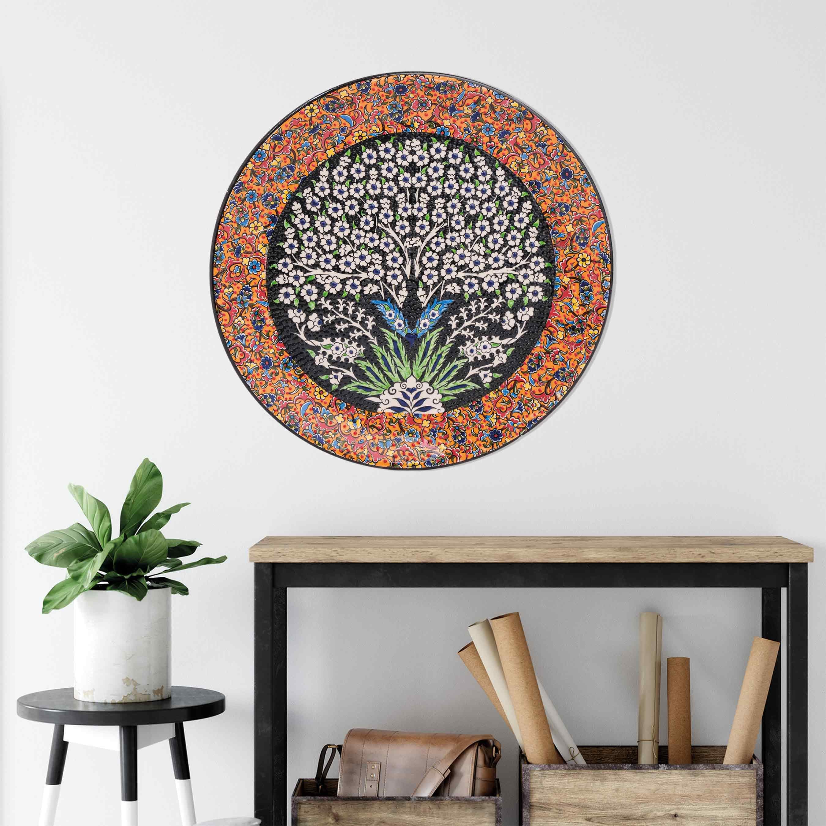 Florals Theme Decorative Plate, Handmade Ceramic Wall Plate, Ceramic ...