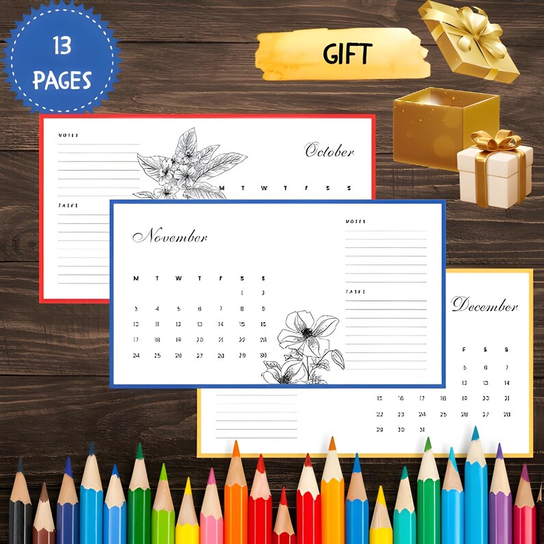 Kids Coloring Calendar 2025 • Printable Monthly Calendar for Children ...