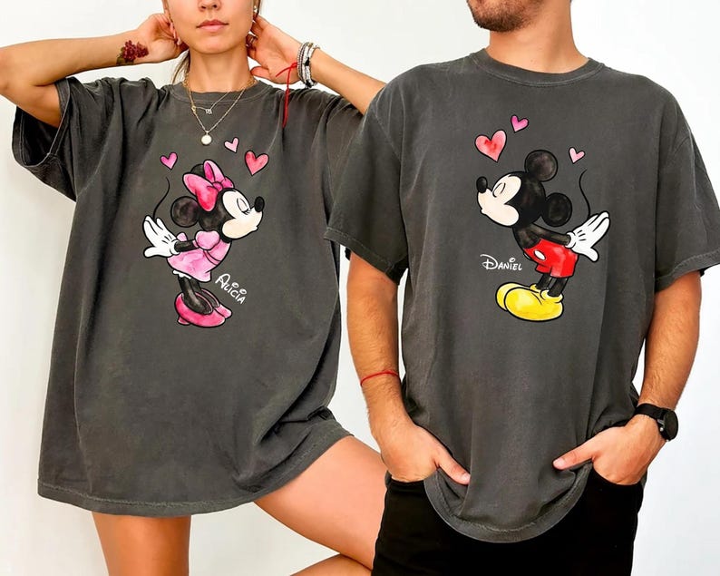 Personalized Disney Valentine Shirts, Custom Name Mickey and Minnie Tee ...