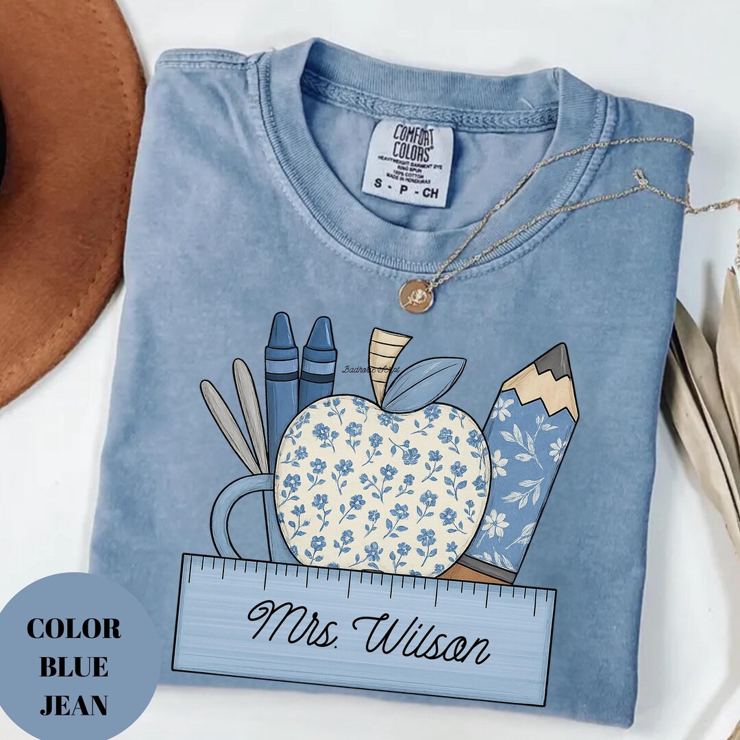 Personalized Teacher Comfort Colors Shirt: Floral Apple Design - Etsy