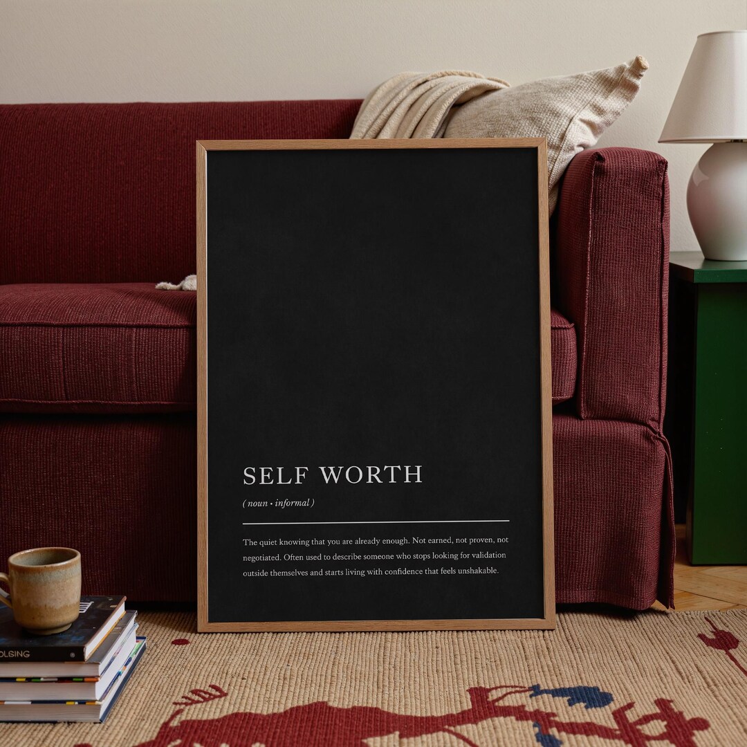 Self Worth Definition Print: Confidence Mindset, Empowering Affirmation ...
