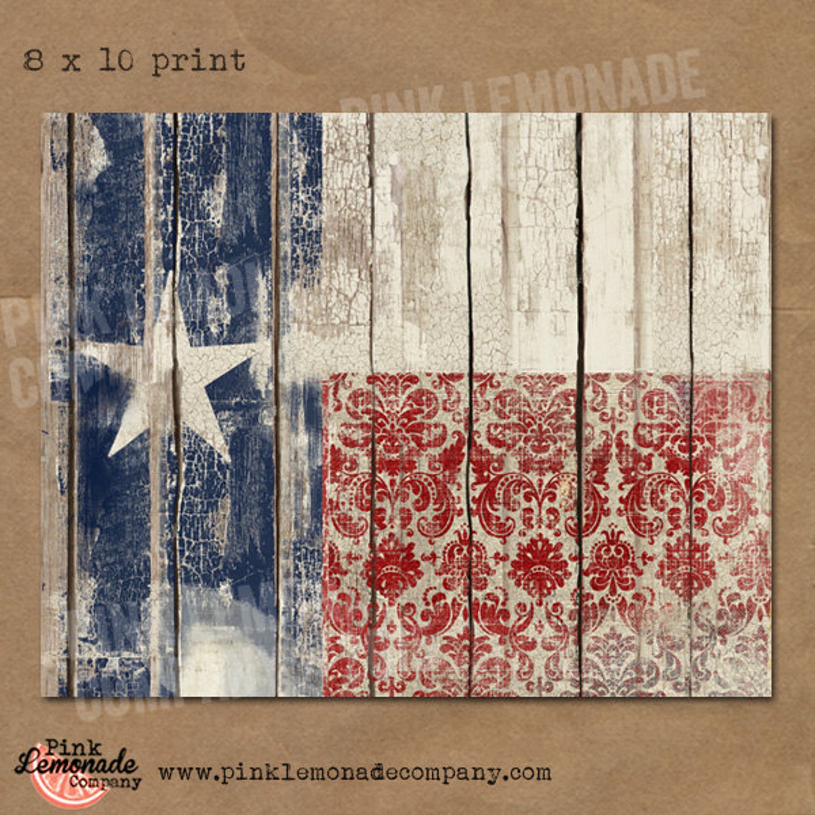 Texas Flag Art Print Instant Download Vintage Wood Chippy - Etsy