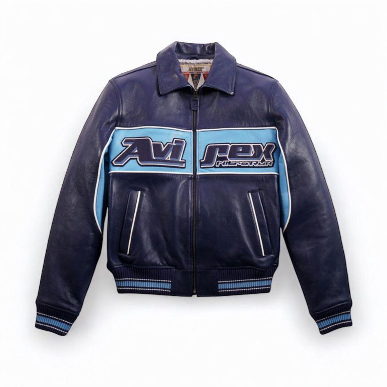 Men’s Avirex Nitro Run Biker Jacket |varsity Racing Style Motorcycle ...