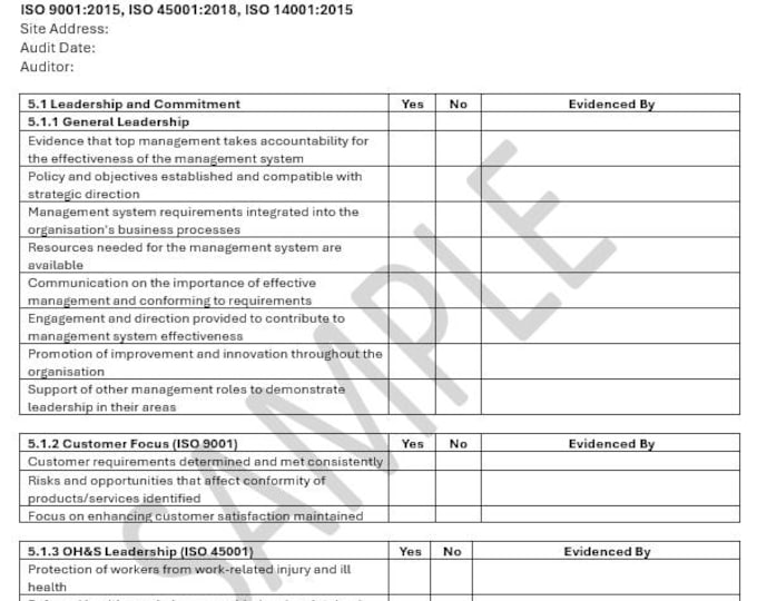 ISO 45001 Auditing Tool | Health and Safety Dashboard | Excel Template - Etsy Canada