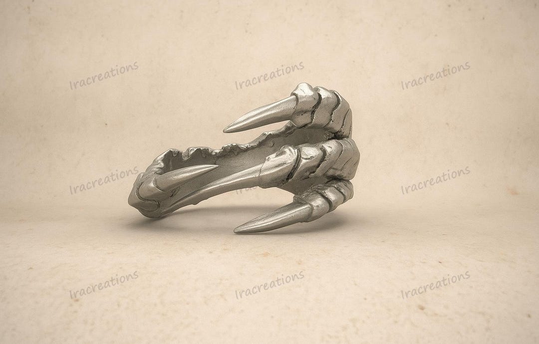 925 Sterling Silver Raven Claw Ring Gothic Dragon Talon Jewelry Symbol ...