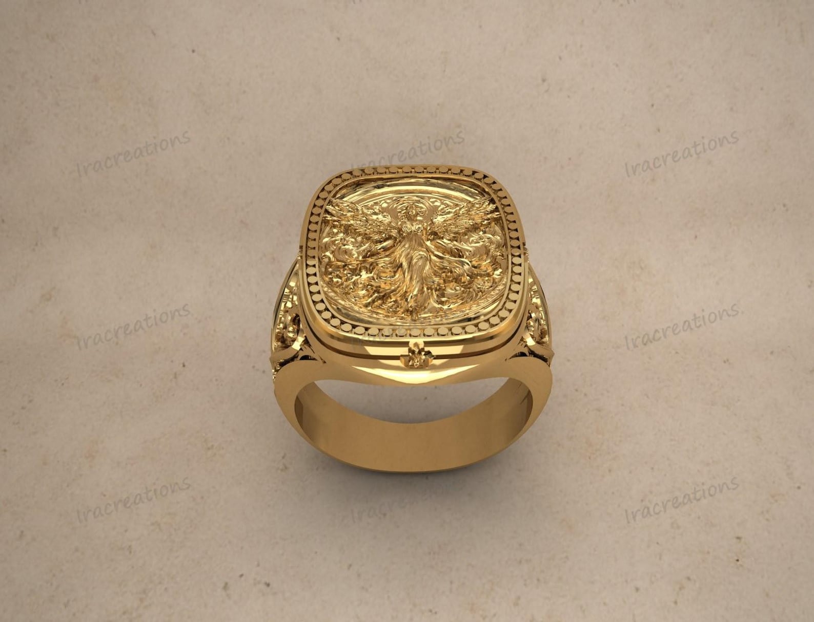925 Sterling Silver Angel Signet Ring, Archangel Relief Jewelry ...
