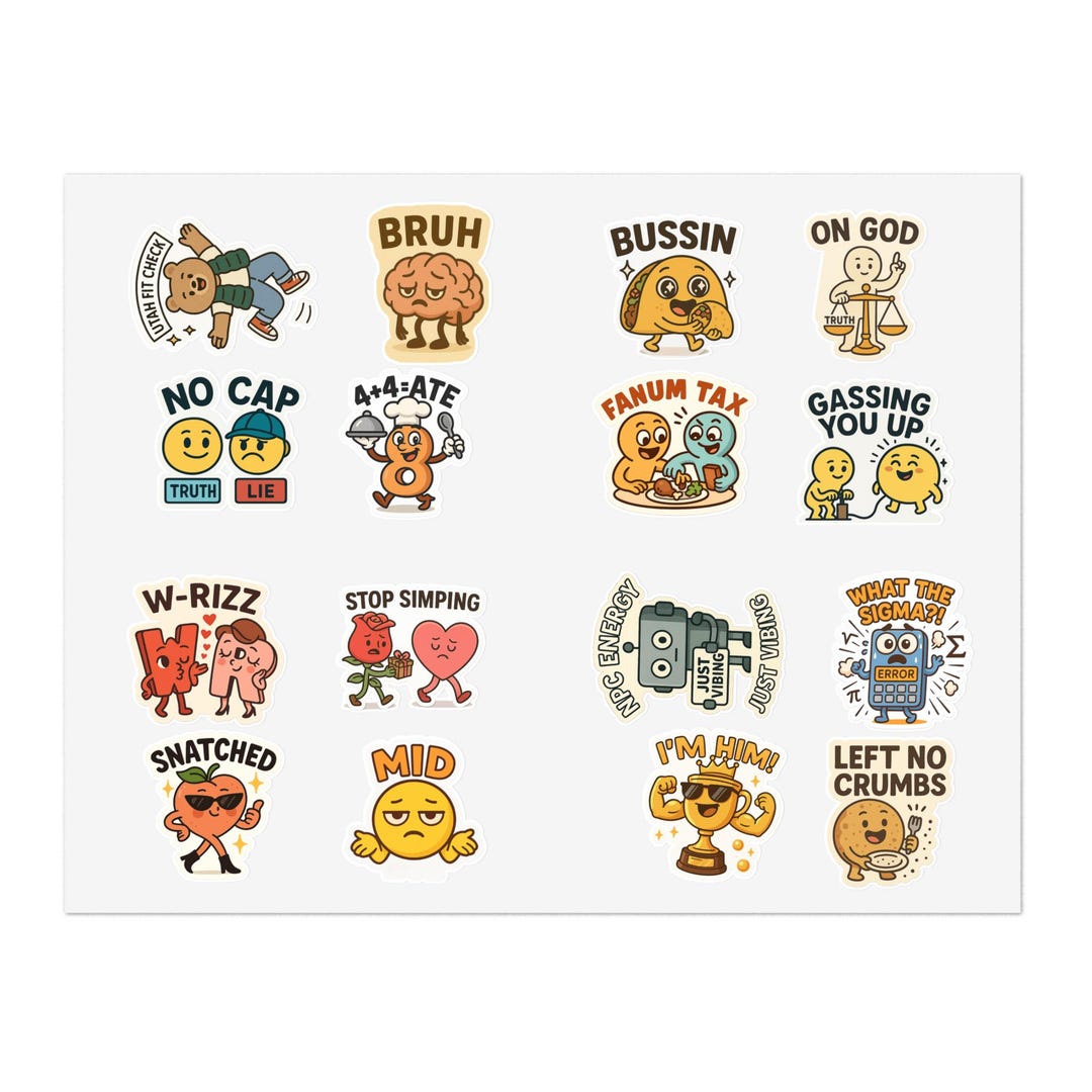 16 Gen Z Teen Slang Stickers for Laptops, Cell Phones, Water Bottles ...