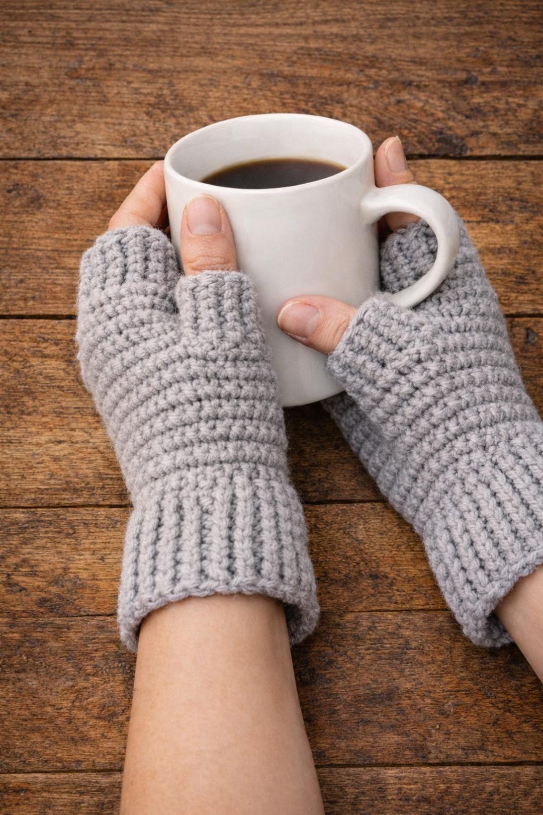 Easy Crochet Fingerless Mittens Pattern, Worsted Weight Yarn (PDF ...
