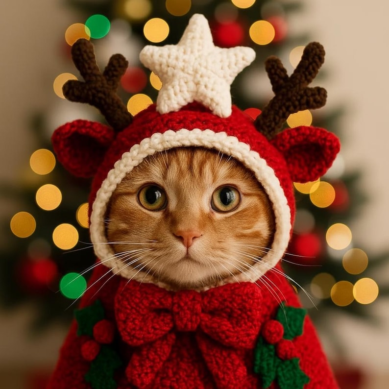 Crochet Cat Costume Pattern: Holiday Antlers Disguise (digital Download ...