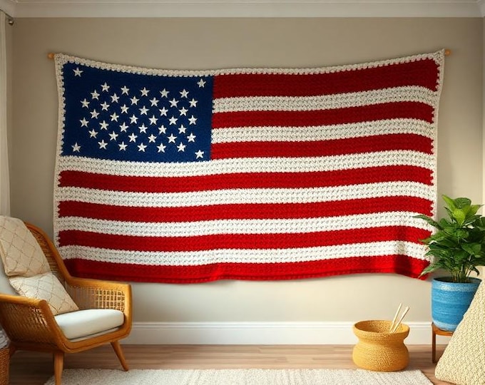 American Flag Afghan Crochet Pattern - Etsy Canada
