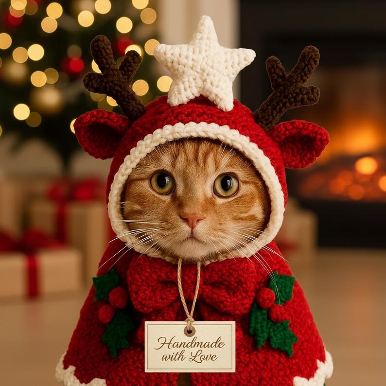 Crochet Cat Costume Pattern: Holiday Antlers Disguise (digital Download ...