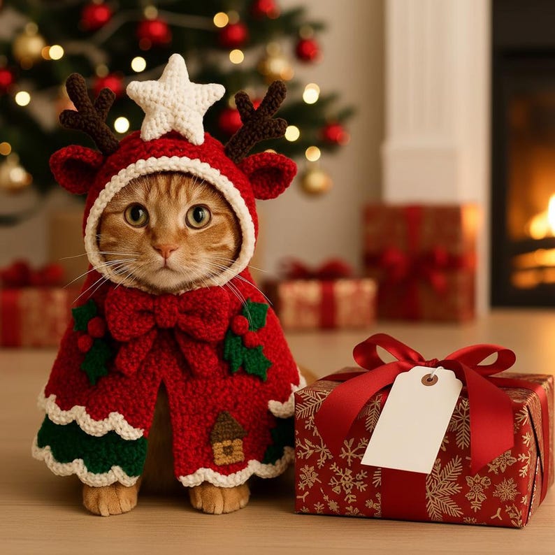 Crochet Cat Costume Pattern: Holiday Antlers Disguise (digital Download ...