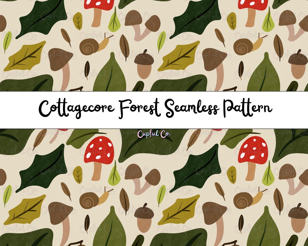 Cottagecore Seamless Pattern: Forest Goblincore Design (PNG, SVG ...