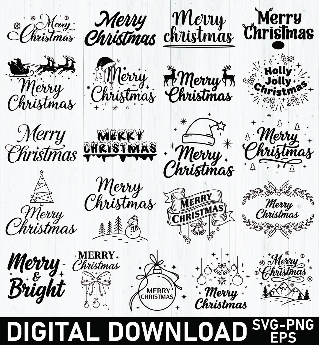 Merry Christmas Text SVG Bundle | Festive Text Designs for Shirts ...