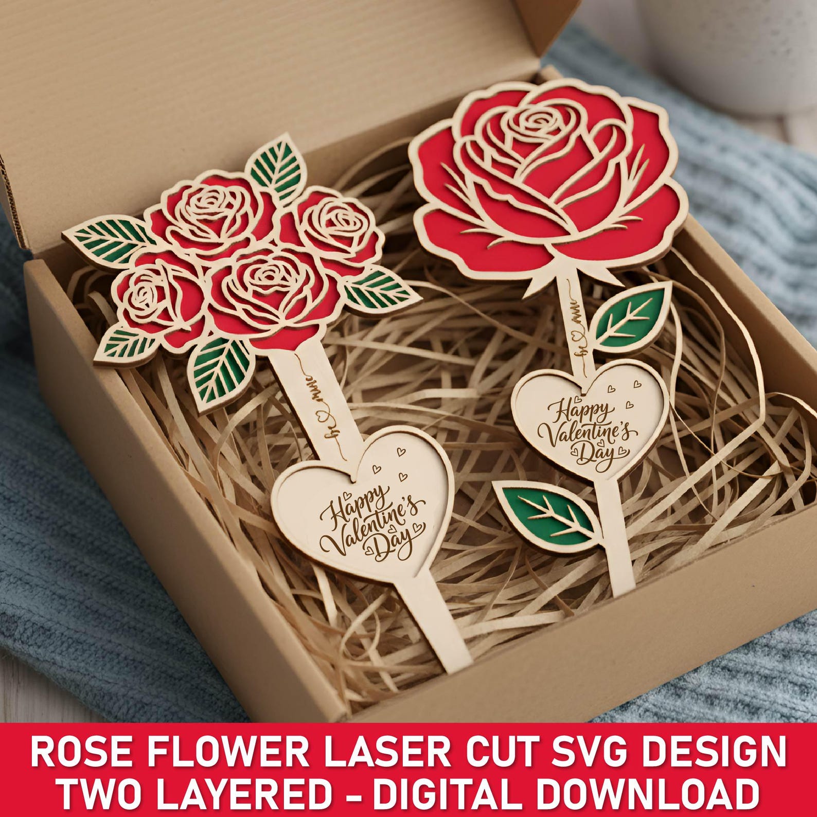 Layered Rose SVG | Laser Cut Floral Design (digital Download) - Etsy