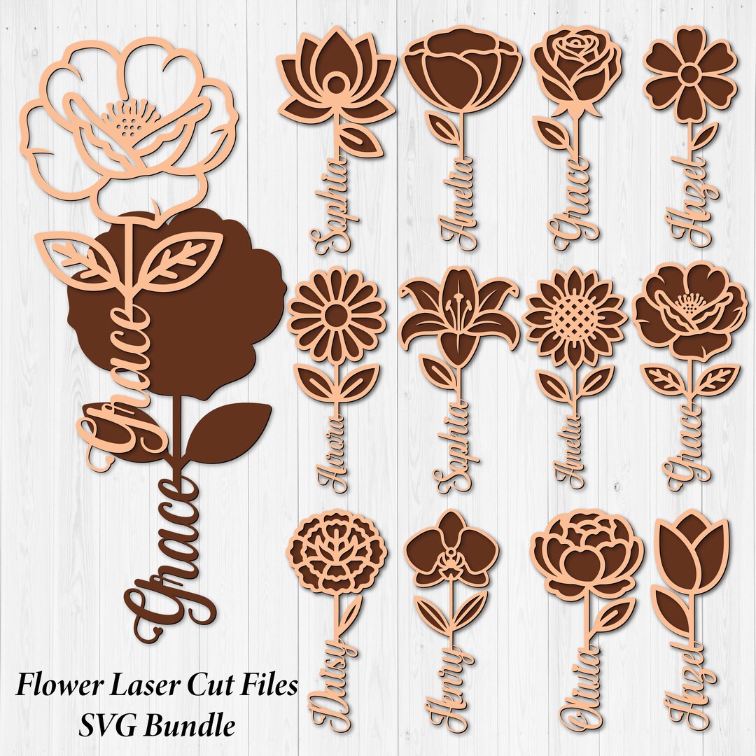 Laser Cut Flower Files SVG Bundle | Floral Cut Out Designs for ...