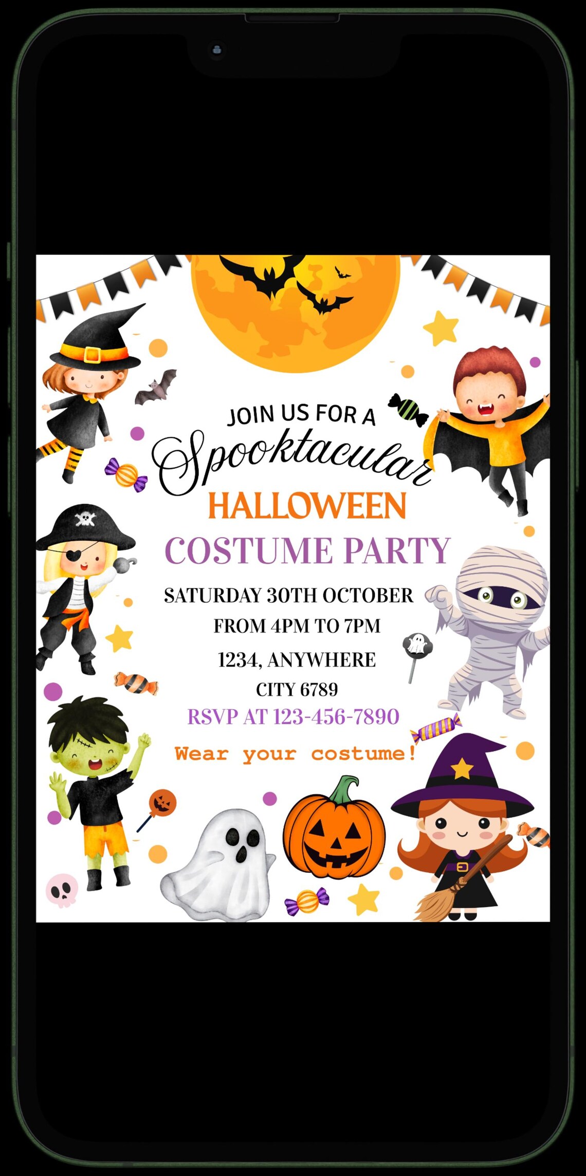 Editable Halloween Costume Party Invitation | Spooky Birthday Invite ...