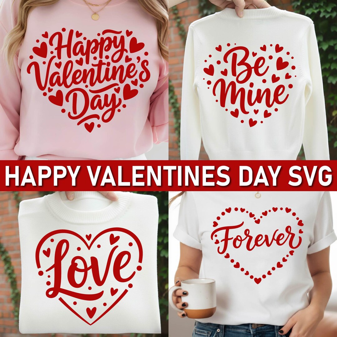 Happy Valentine’s Day Heart Bundle SVG PNG | Cute Valentine Heart ...