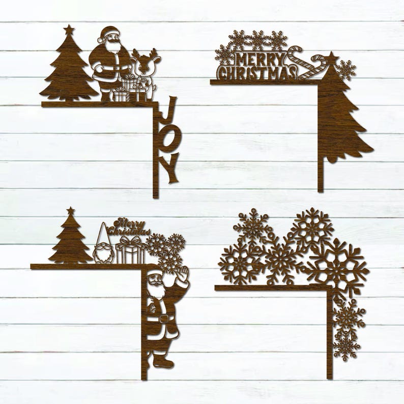 Christmas Corner Decor SVG Bundle: Holiday Wall Decals (digital ...