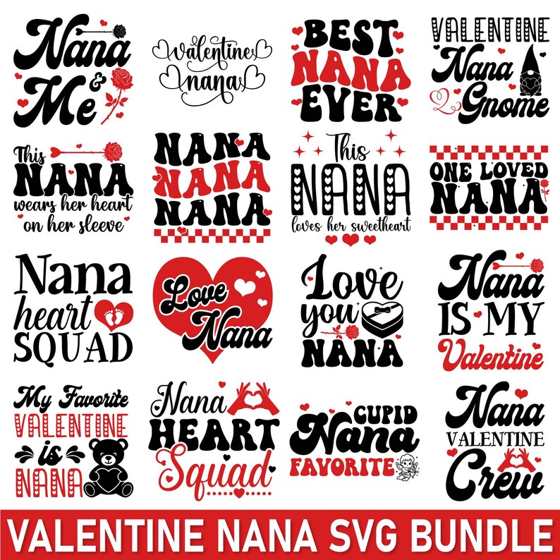 Valentine Nana SVG | Love Nana Design | Floral & Retro Style | Gifts ...