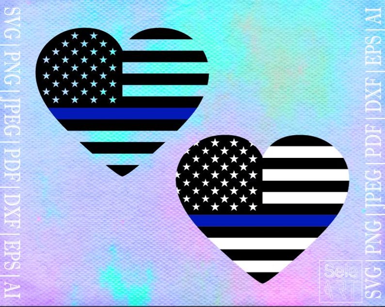 Thin Blue Line Heart Svg, Police Support Svg for Cricut, Law ...