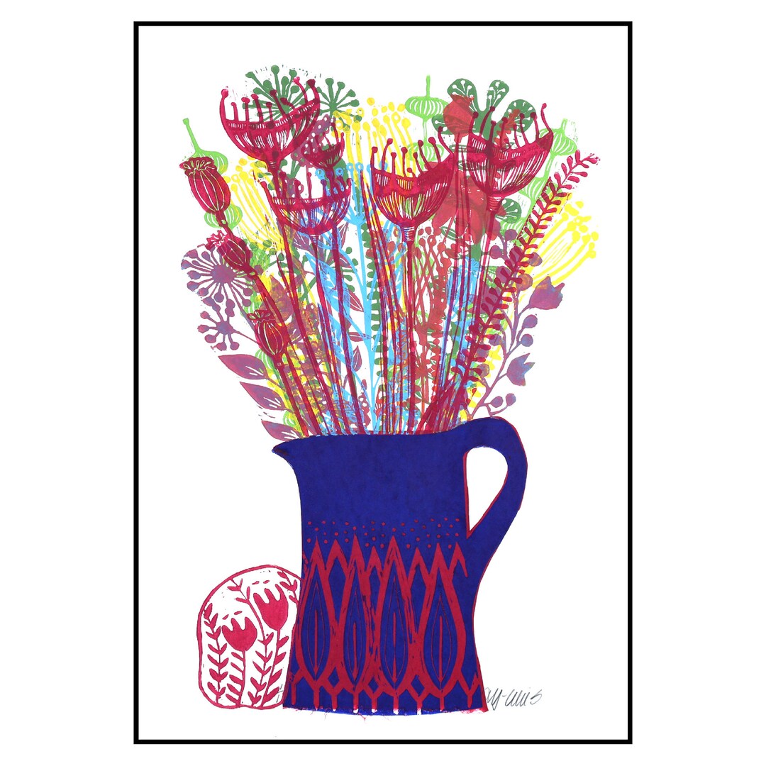 Summer Color, Linocut, Handprinted and Signed, Mariann Johansen-ellis ...