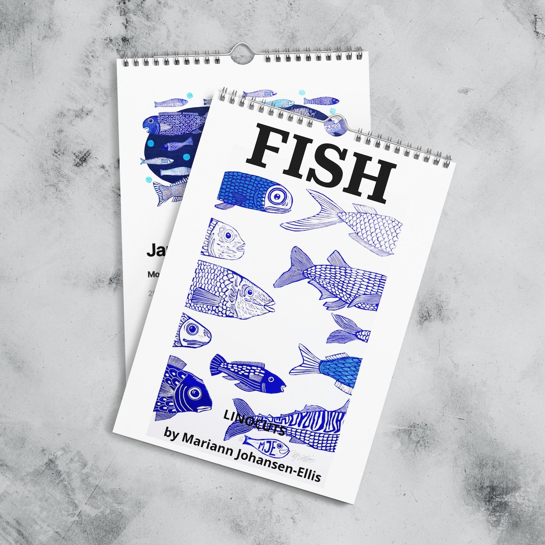 Fish Wall Calendar (2026) With All Things Fish and Related, Linocuts by ...