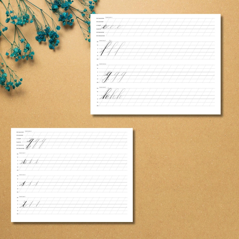 Copperplate Calligraphy Practice Sheets | A-Z Letters & Numbers | With ...