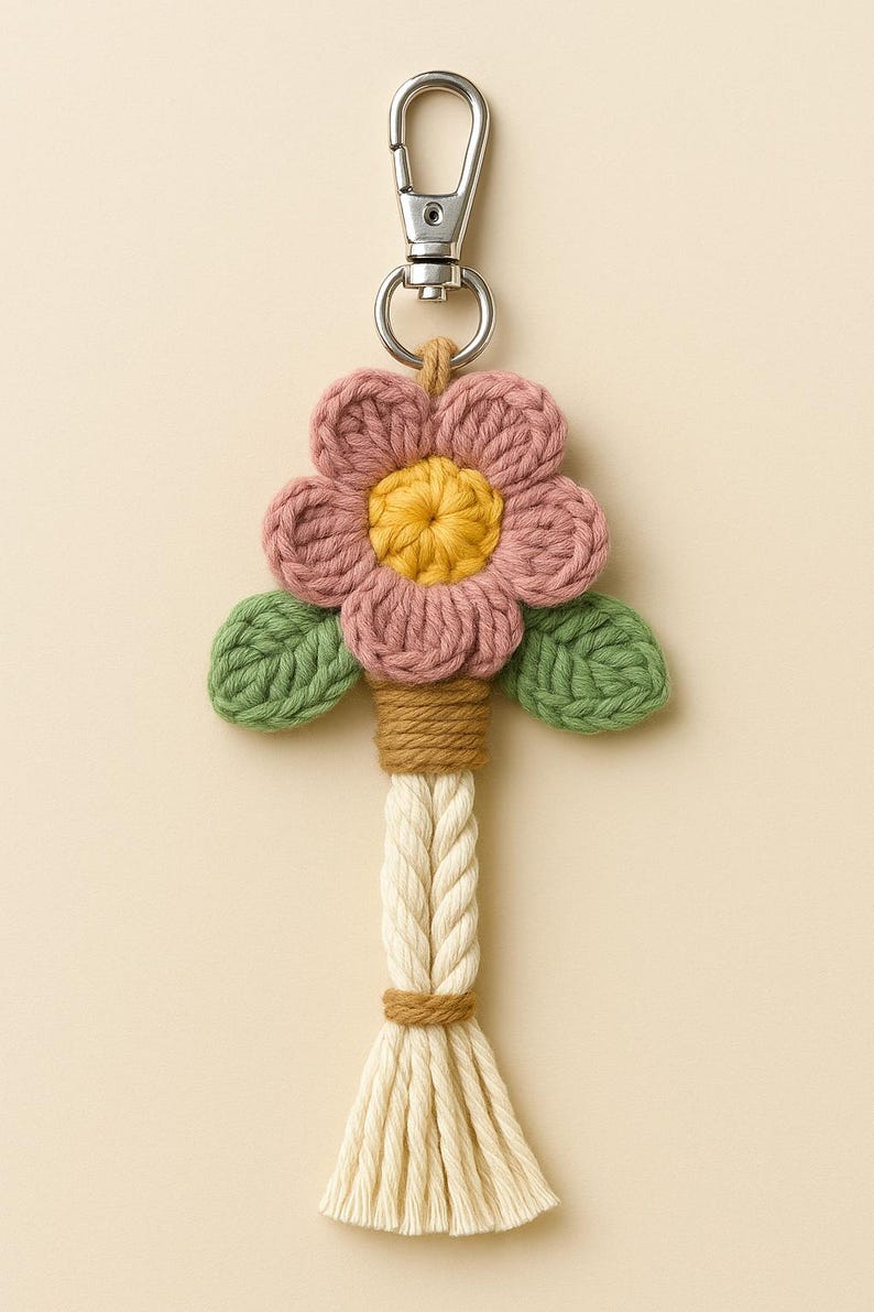 Boho Crochet Flower Keyring – Handmade Bag Charm / Keychain by Anri ...