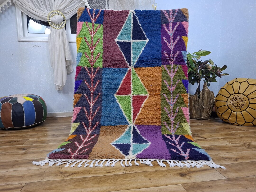 Luxurious Colorful Wool Rug, Handmade Moroccan Rug, Custom Size Rugs ...