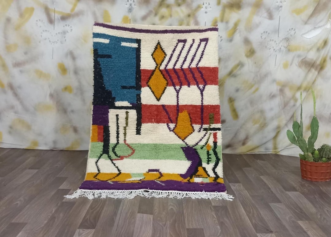 Luxury Design Colorful Wool Rug, Handmade Moroccan Rug, Custom Size ...