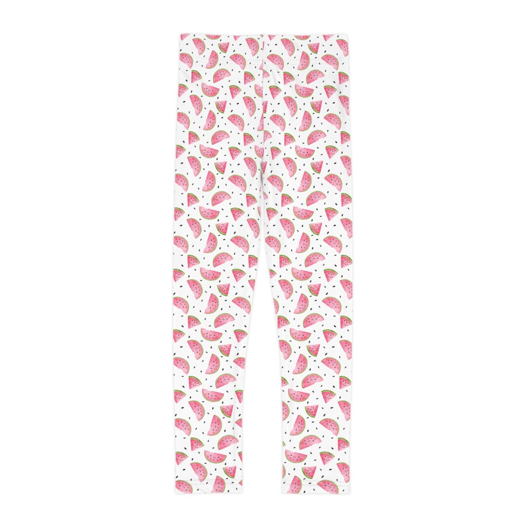 Cute Kids Watermelon Leggings, Fun Summer Activewear, Playful Leggings ...