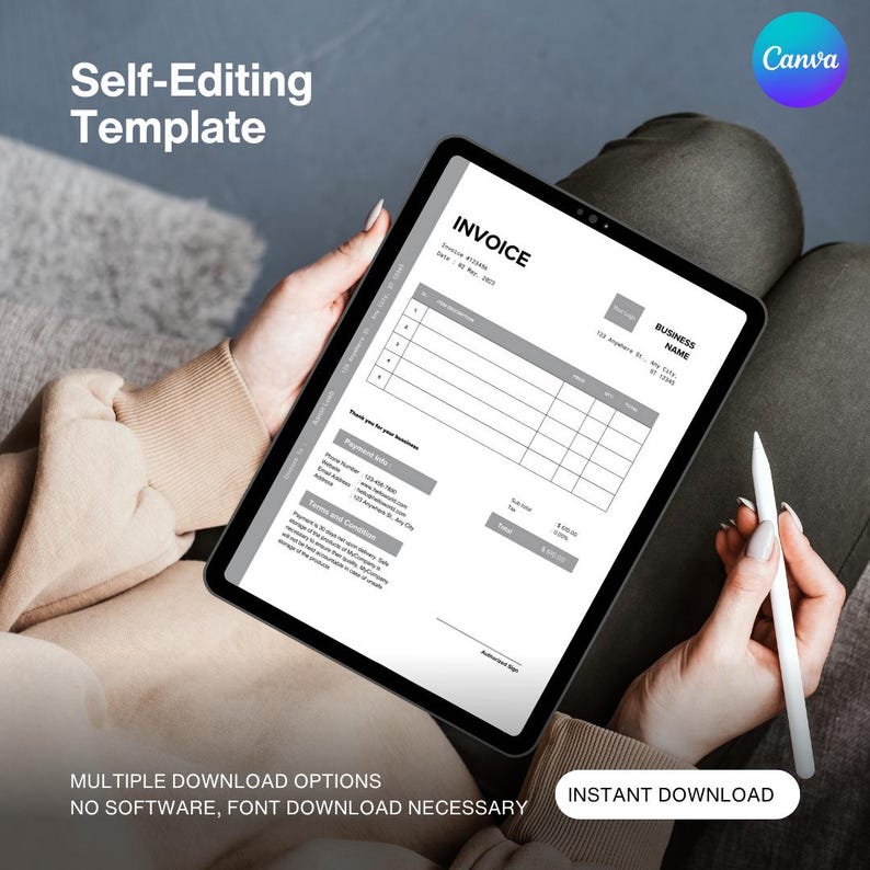 Editable Invoice Template, Small Business Billing Form, Printable Order ...