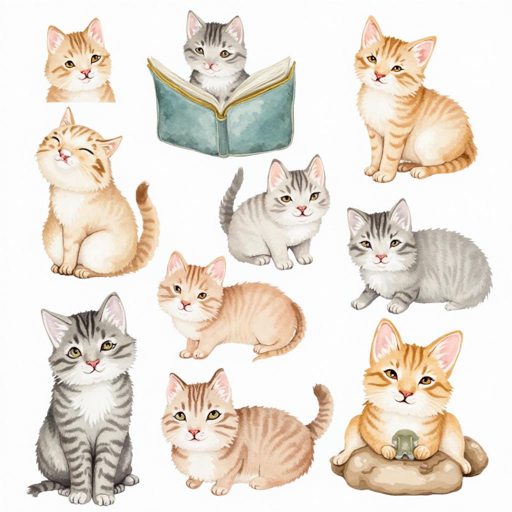 50+ Cute Cat & Kitten Clipart Bundle, Digital Download PNG, Cartoon ...
