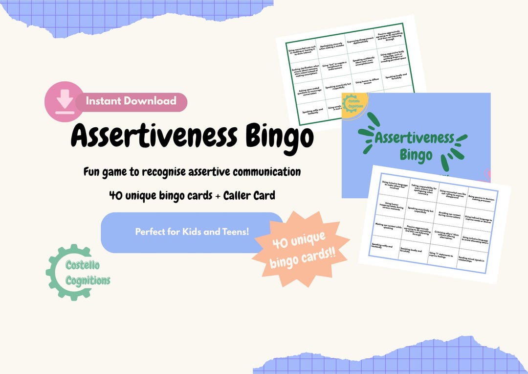Assertiveness Bingo! - Social Skills Activity for Teens and Kids - Etsy