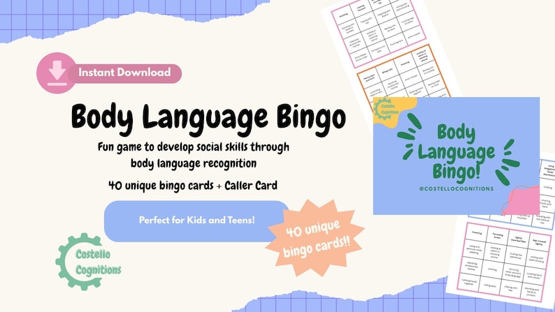 Body Language Bingo: Social Skills Game (digital Download) - Etsy