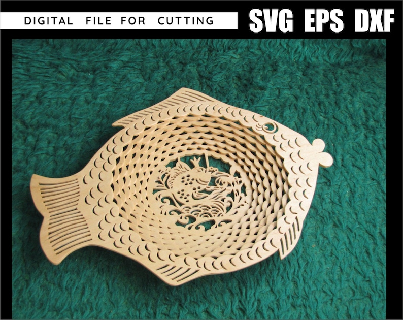 Wooden Plate Fish Cnc File for Laser Cutting, Kitchenware, Carved Wood ...