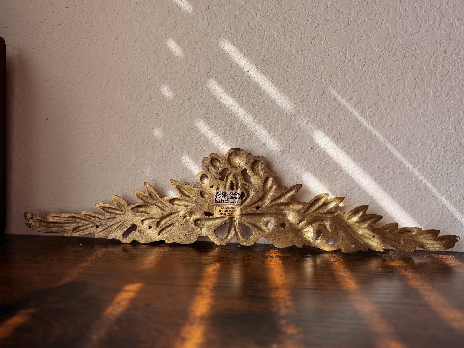 Vintage Solid Brass French Style Bow Pediment | Ornate Ribbon and ...