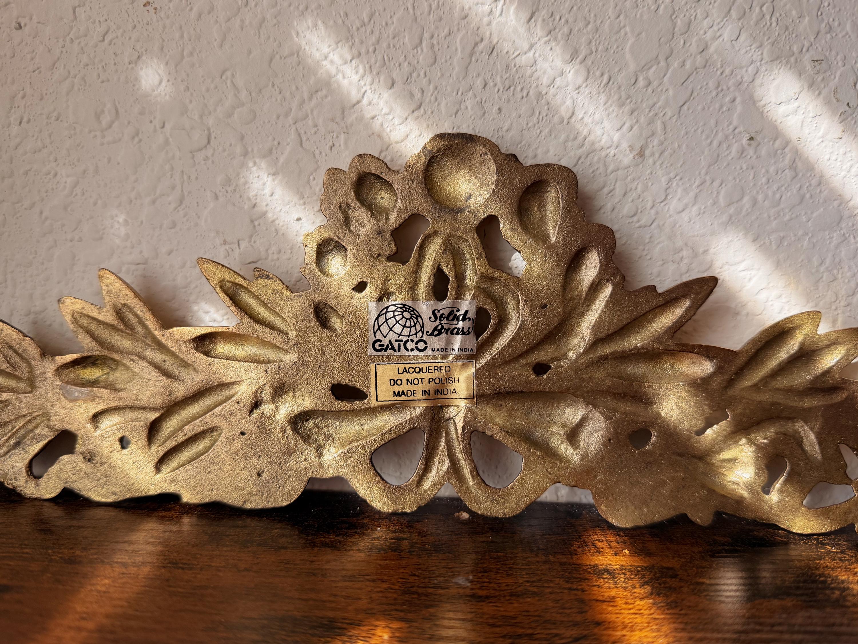 Vintage Solid Brass French Style Bow Pediment | Ornate Ribbon and ...