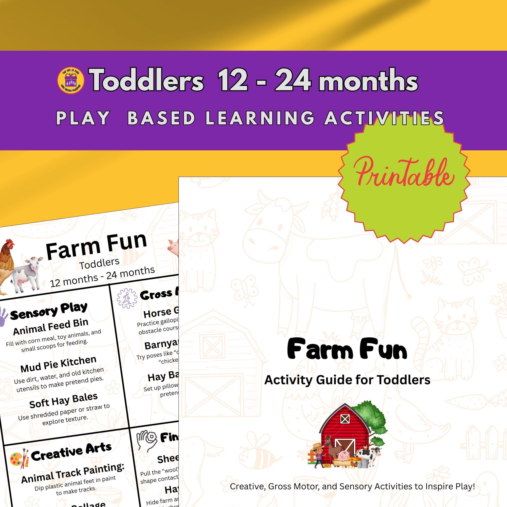 Printable Farm Fun Toddler Activity Pack | Sensory & Creative Play ...